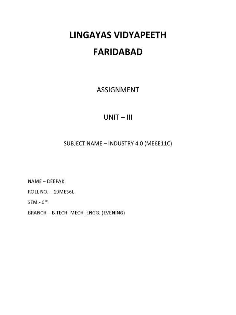 Lingayas Vidyapeeth Faridabad: Assignment | PDF