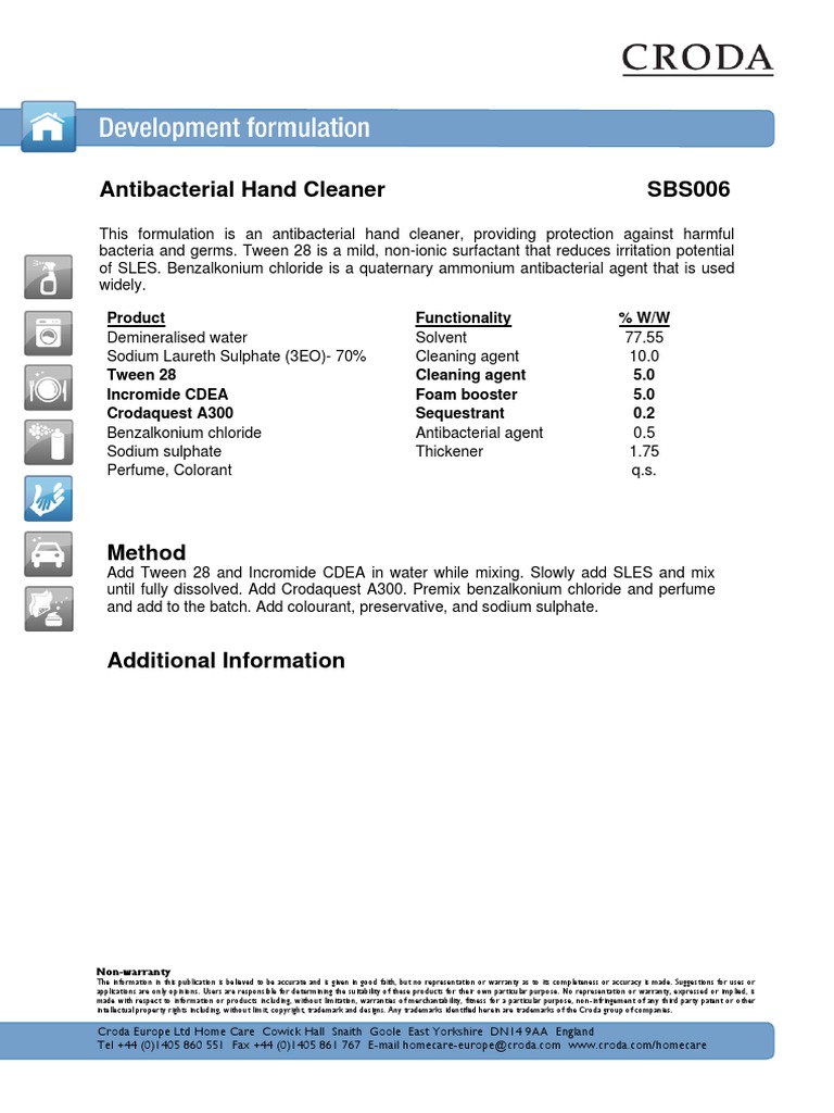SBS006 Antibacterial Hand Cleaner | PDF | Chemical Substances | Chemistry
