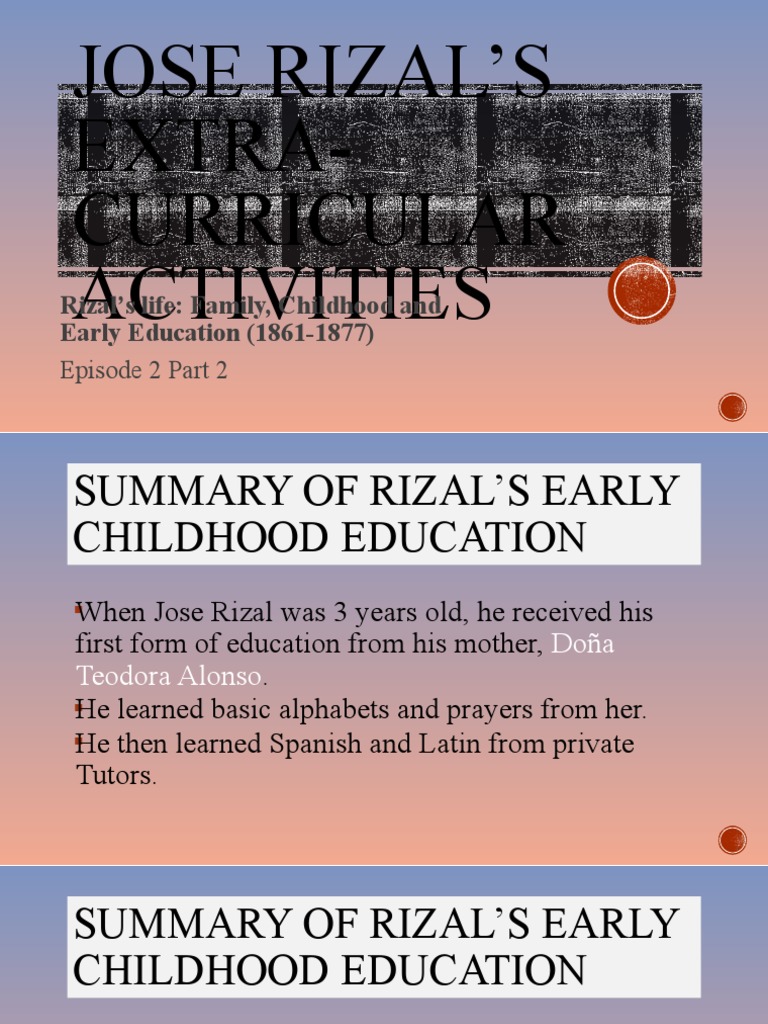 Jose Rizal'S Extra-Curricular Activities: Rizal's Life: Family ...