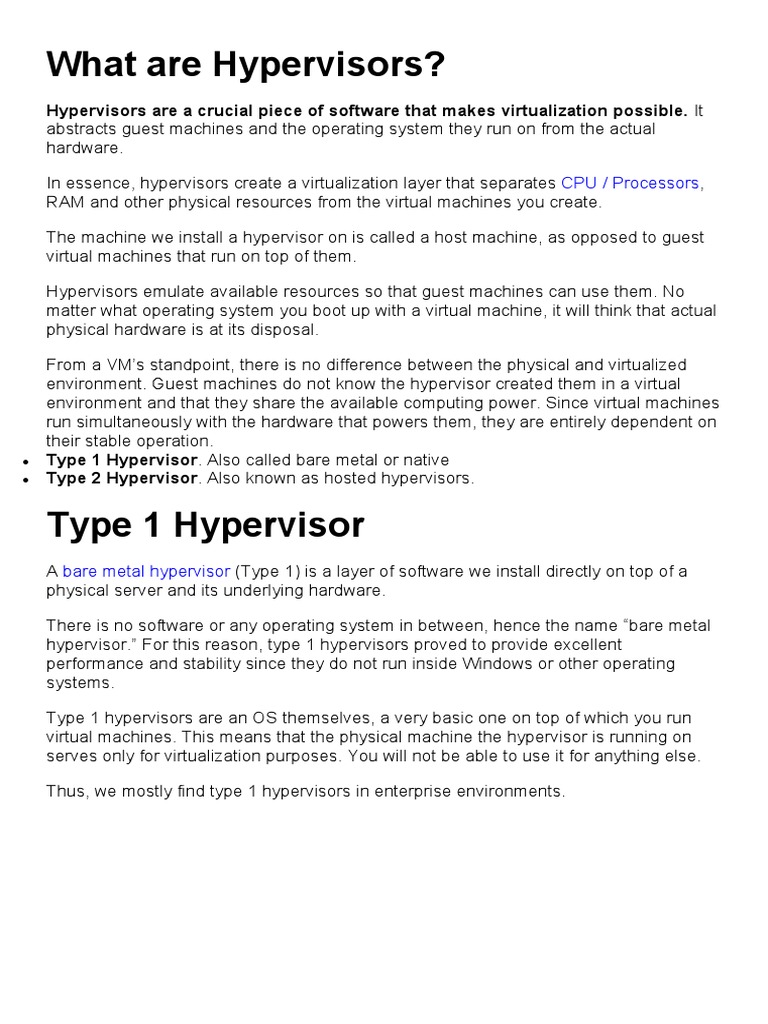 What Are Hypervisors?: CPU / Processors | PDF | Virtual Machine | Virtualization