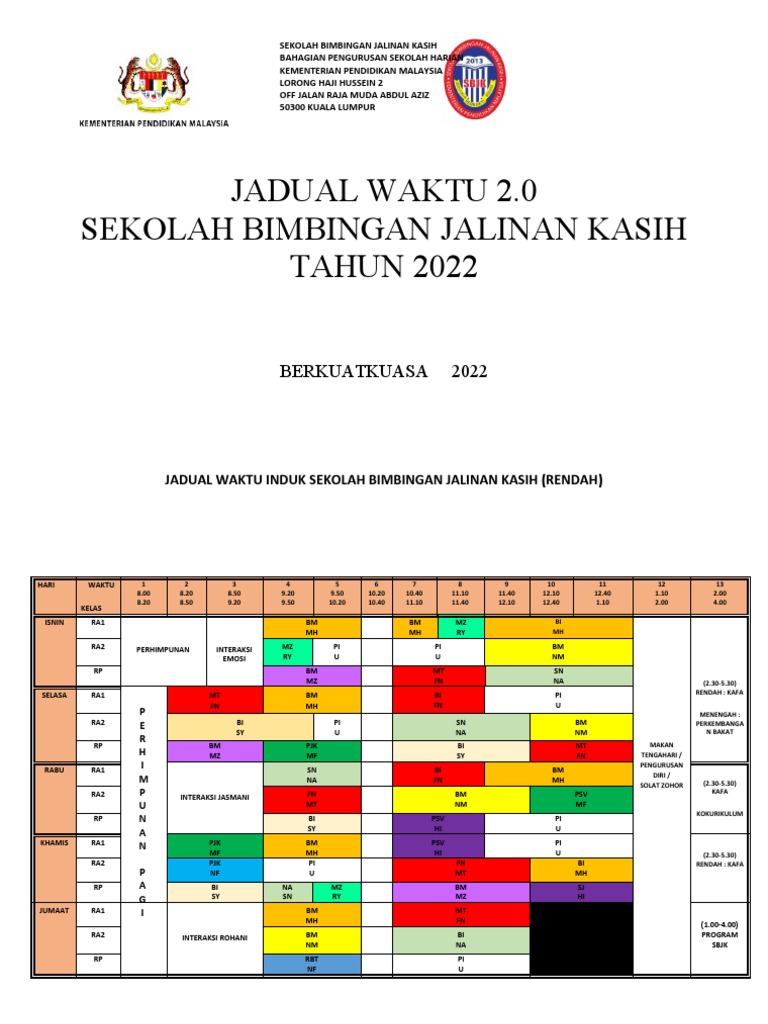 Jadual Waktu 2.0 Beg Berat | PDF