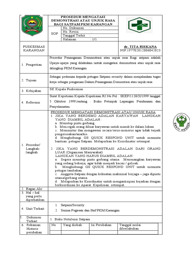 SOP SATPAM Unjuk Rasa | PDF