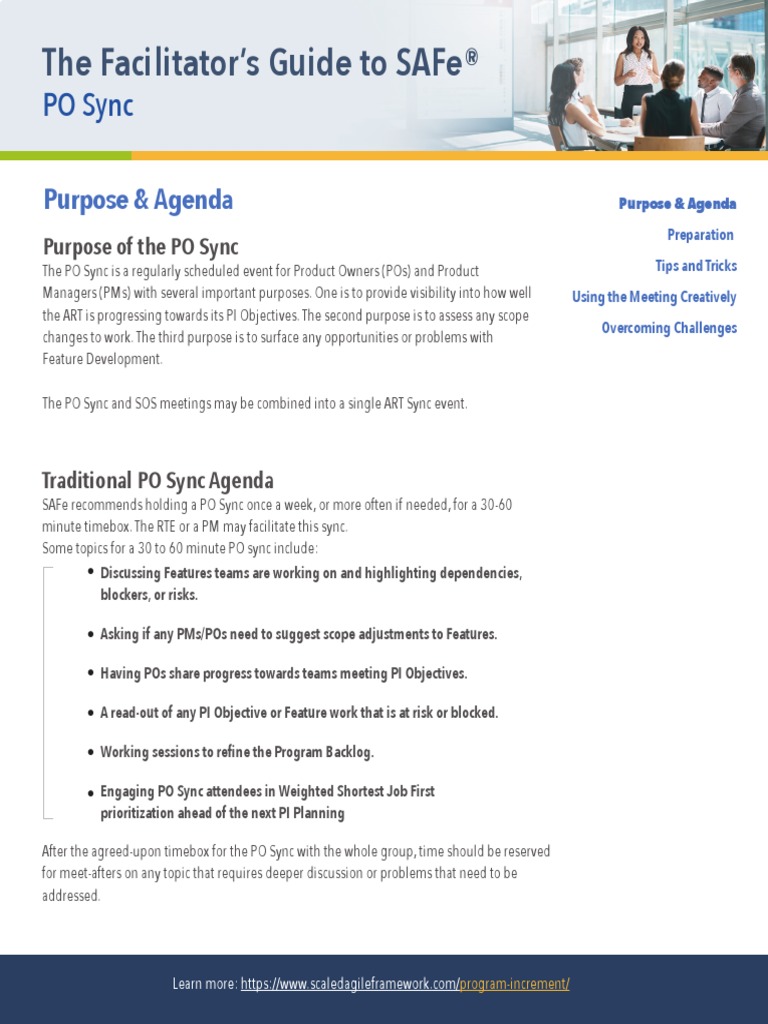 Facilitator - S Guide To SAFe - PO Sync | PDF | Facilitator | Cognition