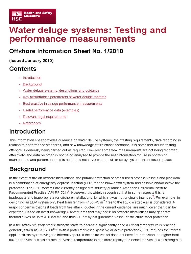 Water Deluge Systems - Testing and Performance Measurements | PDF ...