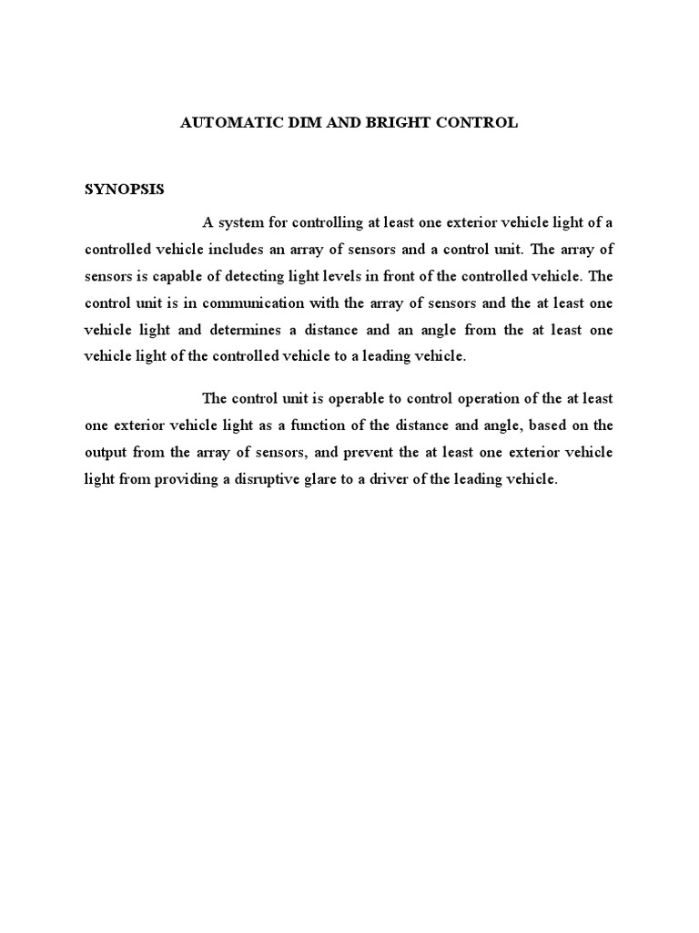 Automatic Dim And Bright Control Pdf