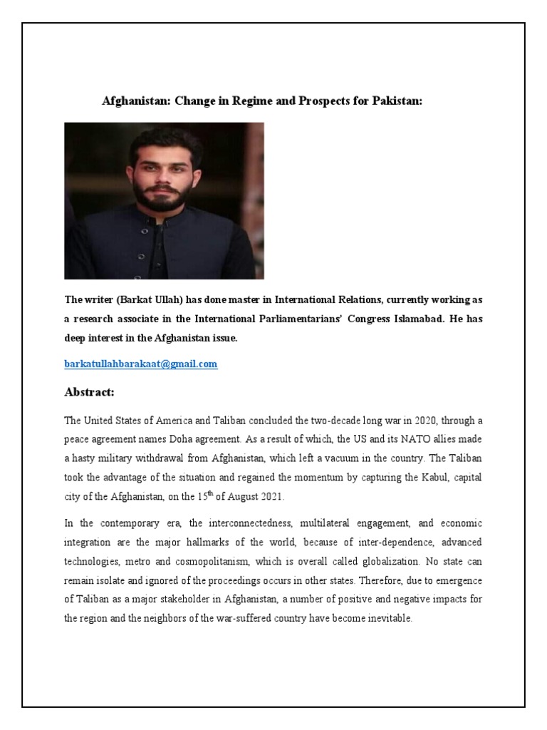 Afghanistan Research Paper | PDF | Tehrik I Taliban Pakistan | Afghanistan