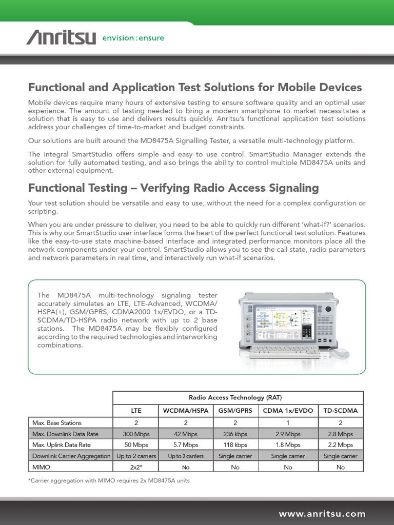 Anritsu Mobile Device Testing Solutions | PDF | Lte (Telecommunication ...