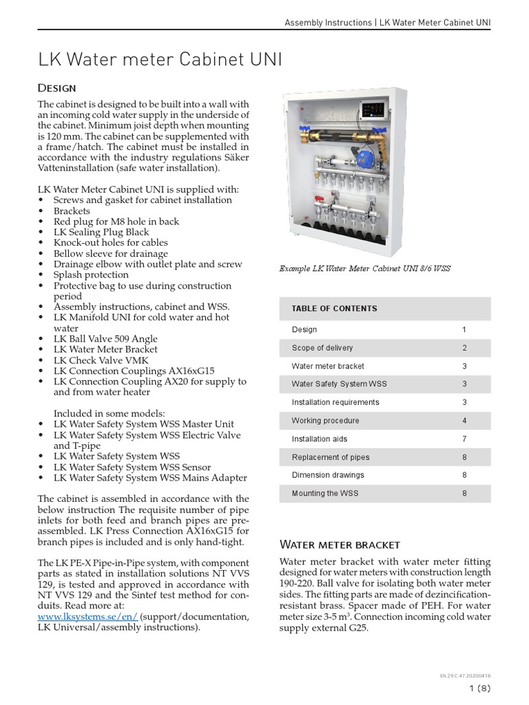 LK Water Meter Cabinet Assembly Guide | PDF | Pipe (Fluid Conveyance ...