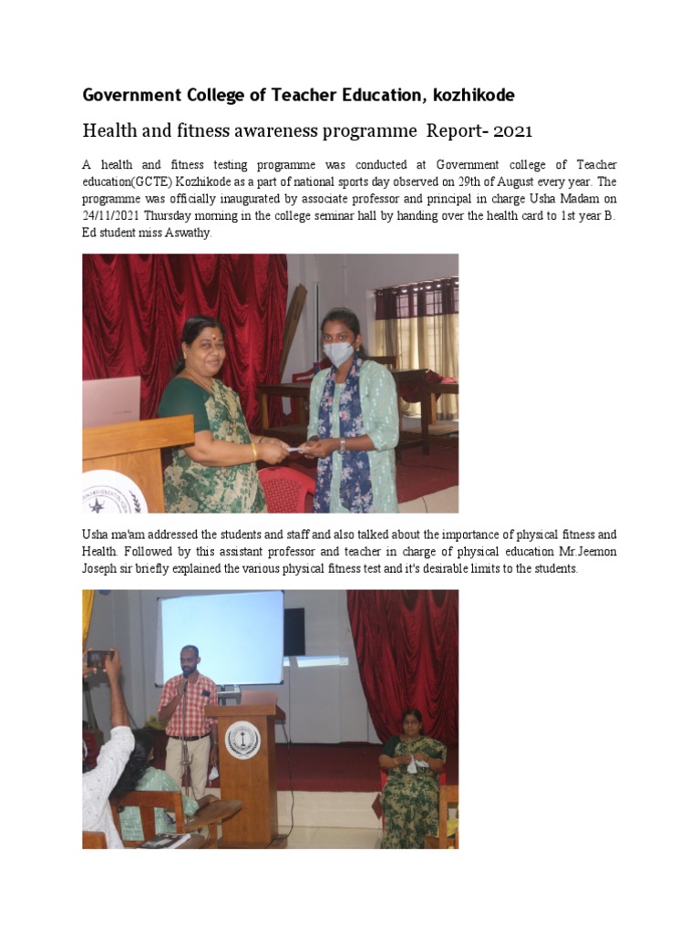 Health and Fitness Awareness Programme Report - 2021 | PDF | Health ...