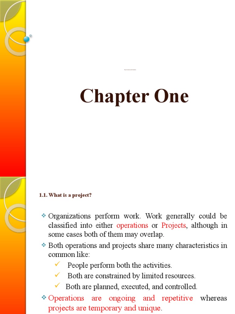 Chapter One: Project Analysis and Evaluation | PDF | Project Management ...