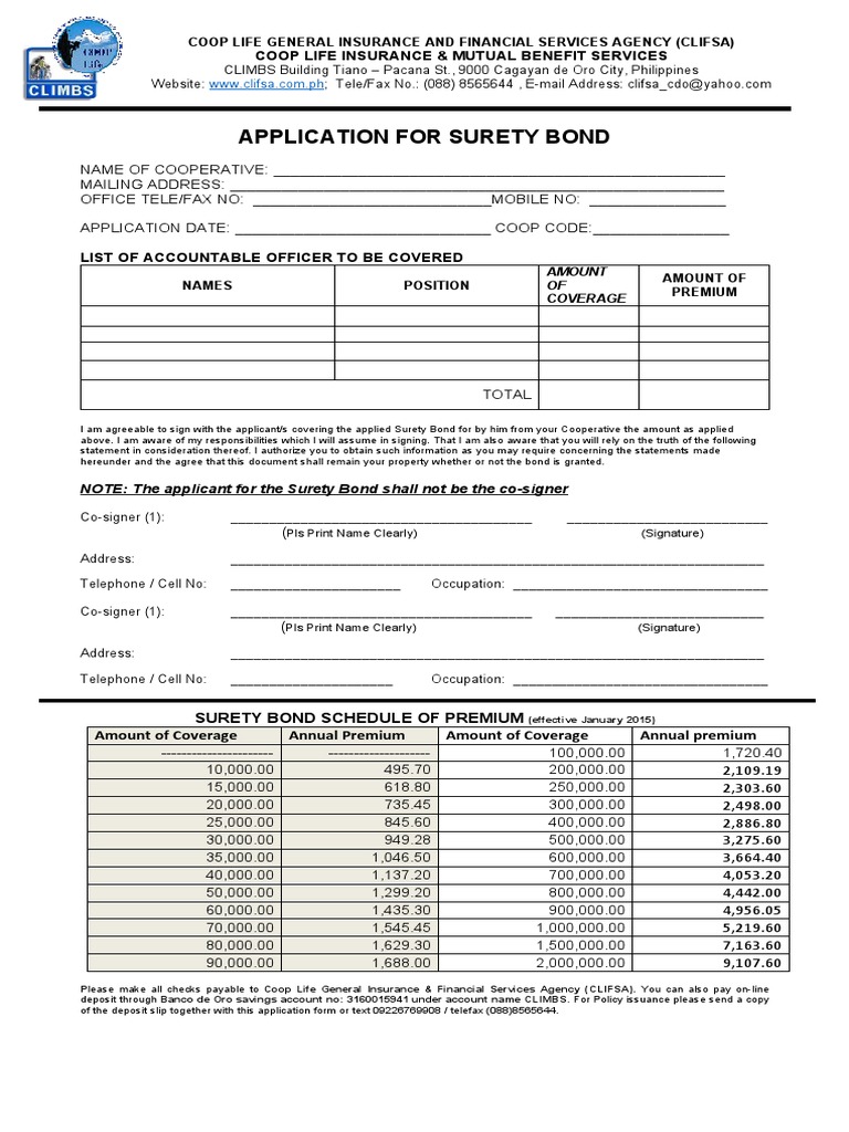 Surety Bond Application New Rate Jan 2015 | PDF | Insurance | Surety