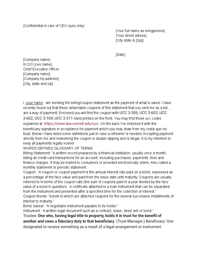 Coupon Letter Template PDF | PDF | Bonds (Finance) | Interest