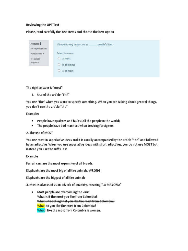 Opt Test Analysis | PDF | Adjective | Language Mechanics