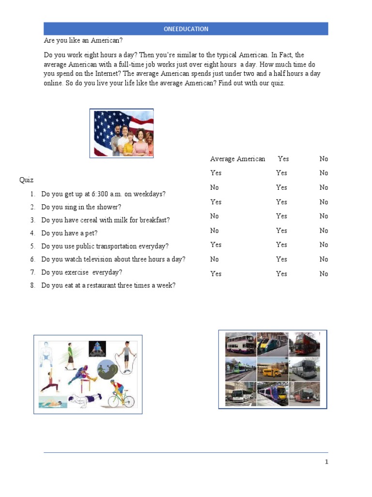 Are You Like the Average American? | PDF | Lifestyle