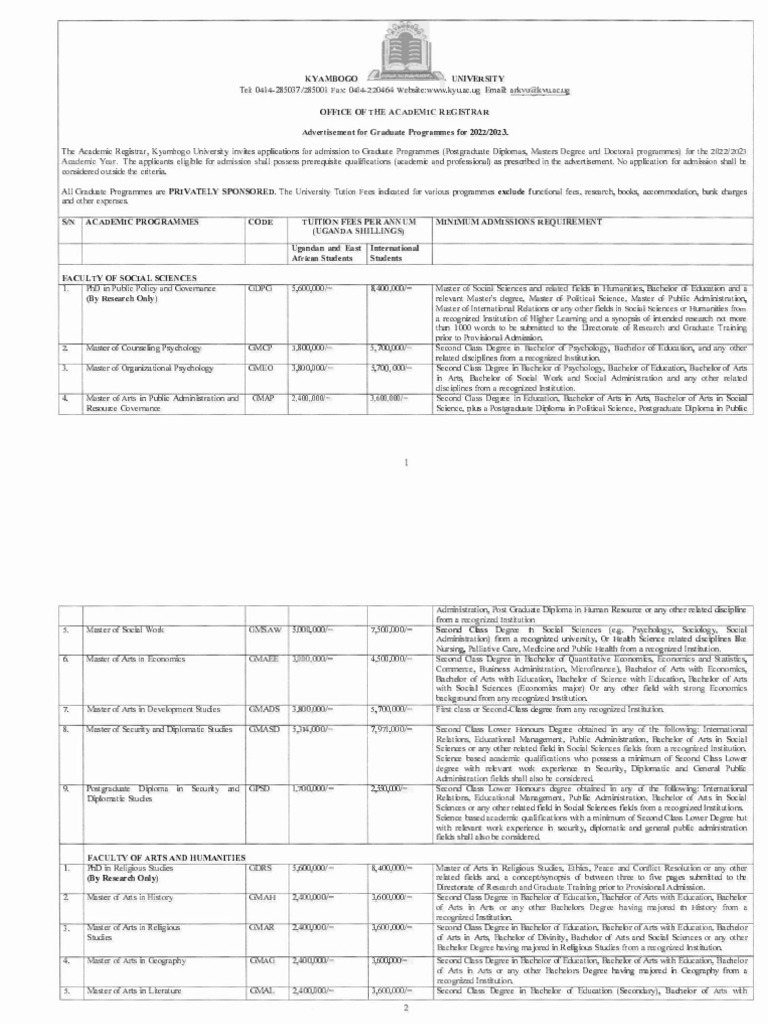 Advert For Graduate Programmes 2022-2023 | PDF | Bachelor's Degree ...
