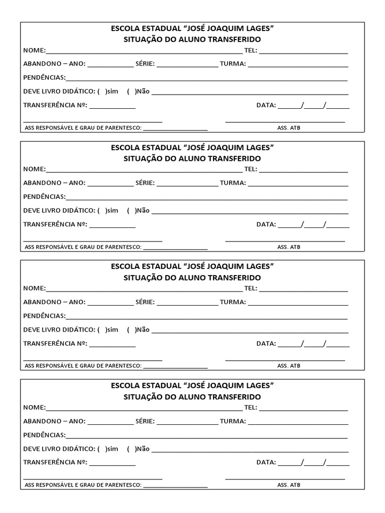 Ficha de Transferência | PDF