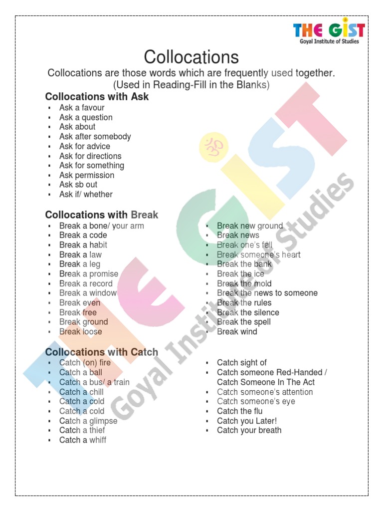 Collocations List | PDF