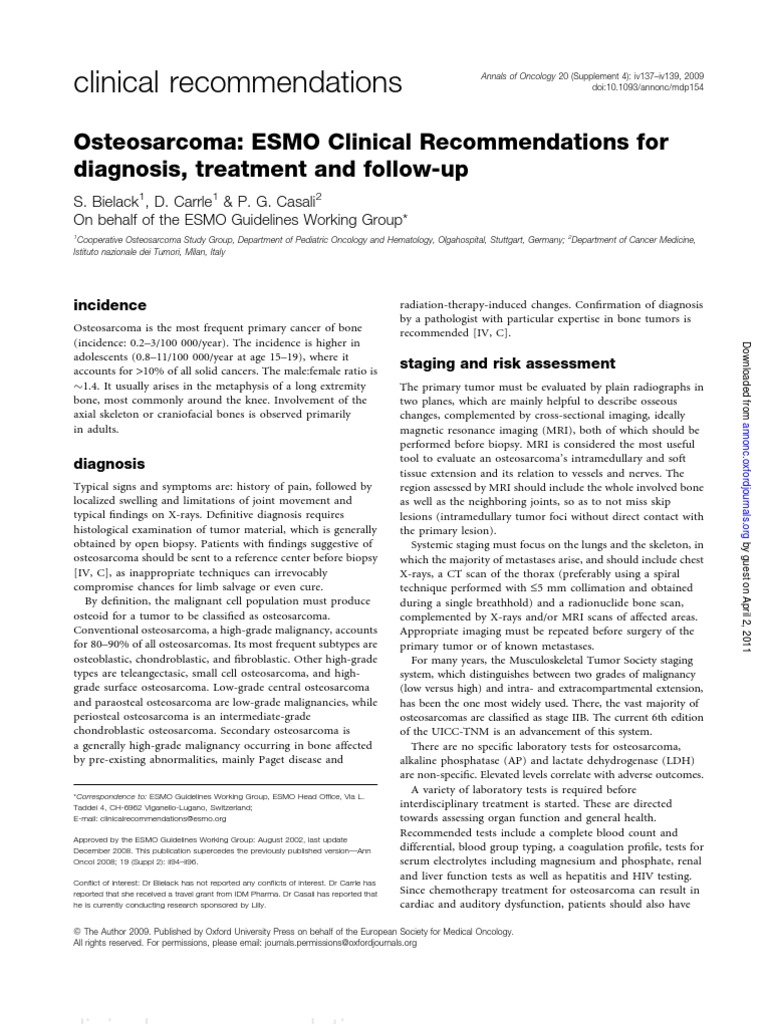 Esmo Clinical Guidelines | PDF | Chemotherapy | Metastasis