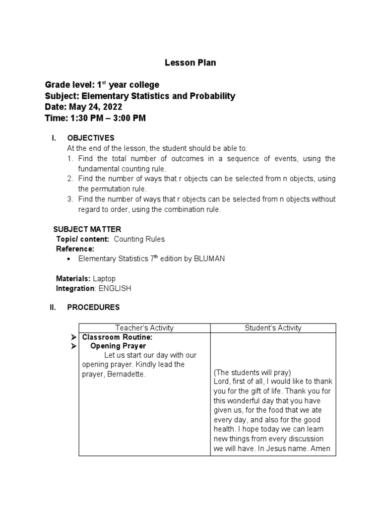 Detailed Lesson Plan About Normal Distribution | PDF | Lesson Plan ...