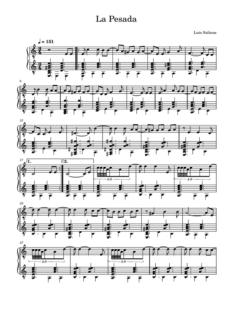 La Pesada Partitura Completa | PDF