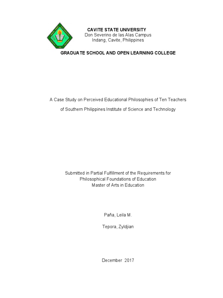 Case Study Final For Printing | PDF | Philosophy Of Education | Teachers