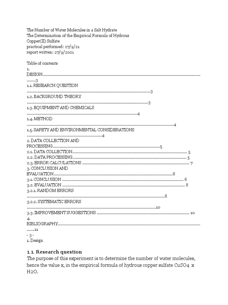 Cuso4 Lab Report | PDF | Mole (Unit) | Water