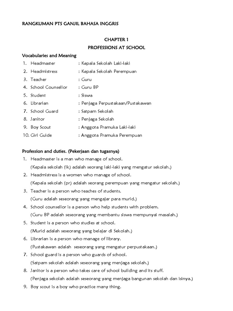 Rangkuman PTS Ganjil (Chapter 1,2,3) | PDF