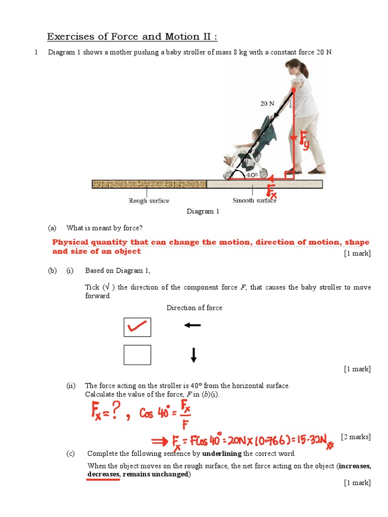Force and Motion Exercises | PDF | Force | Weight