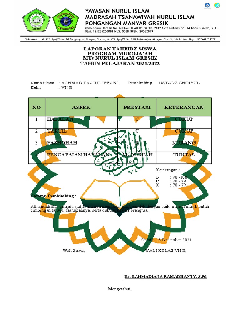 7B Penilaian Murojaah | PDF