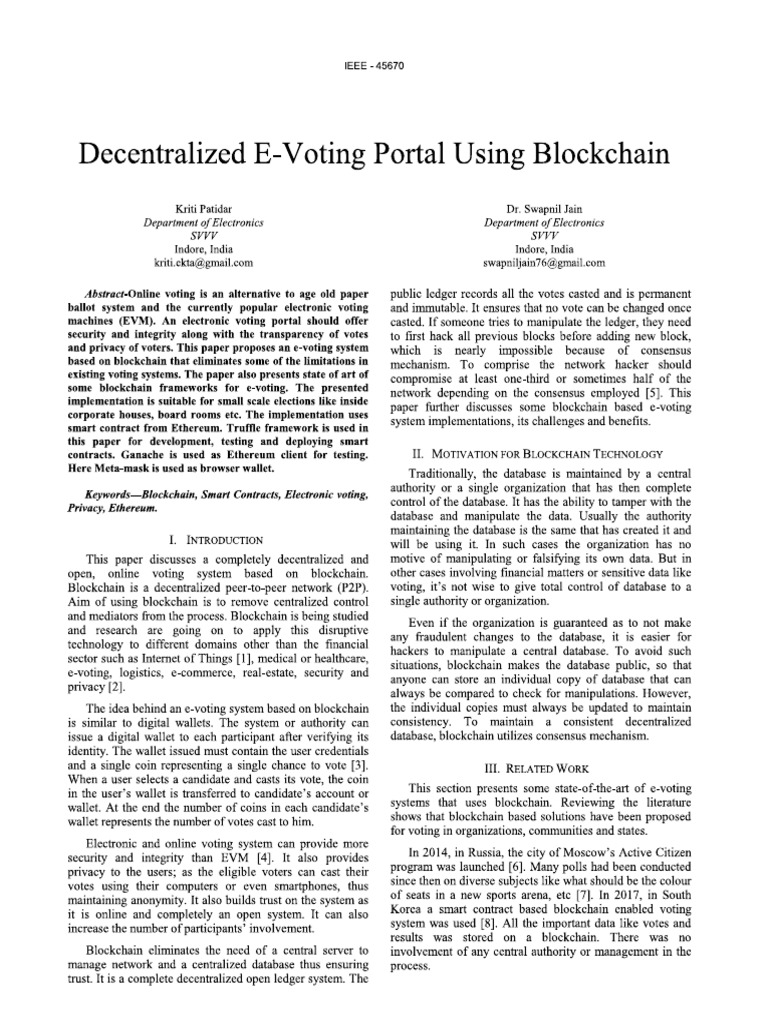 Decentralized Voting System | PDF