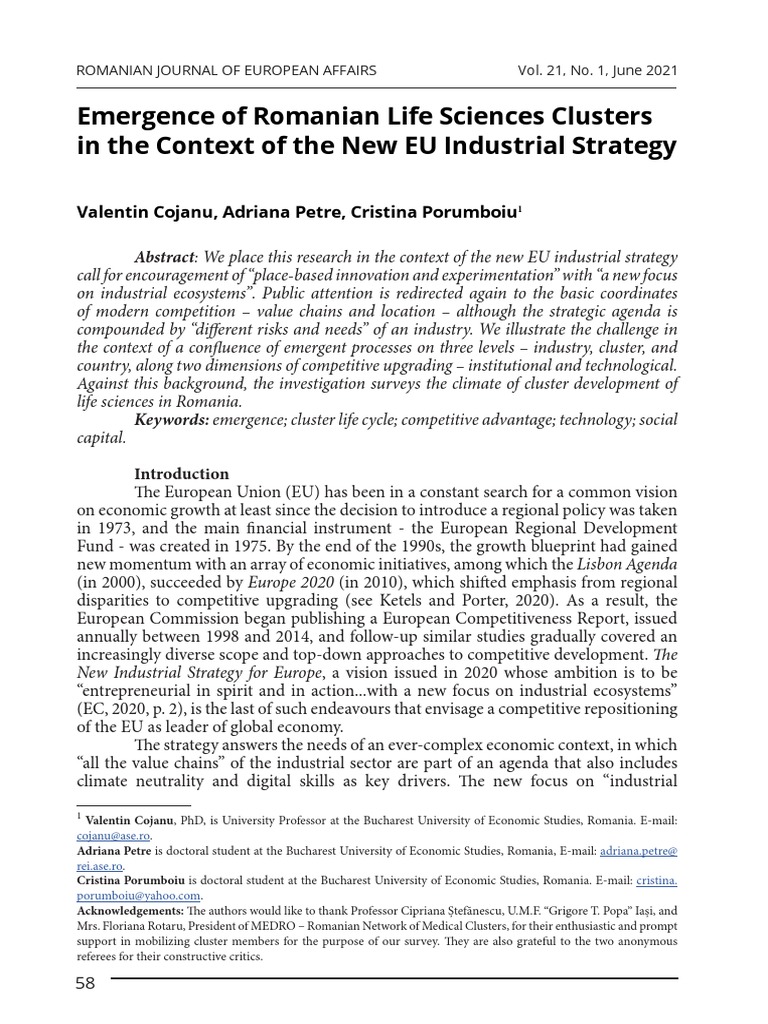 Emergence of Romanian Life Sciences Clusters | PDF | Innovation ...