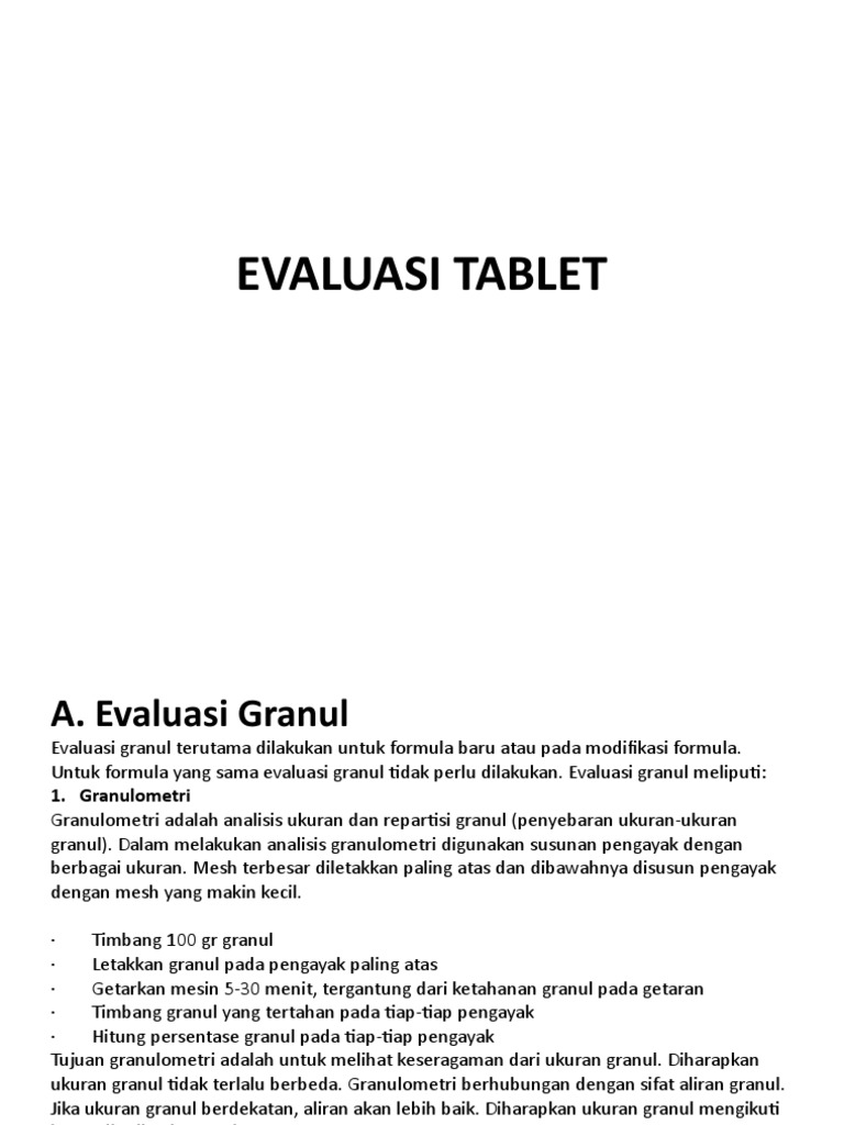 Materi Farmasi Evaluasi Tablet | PDF