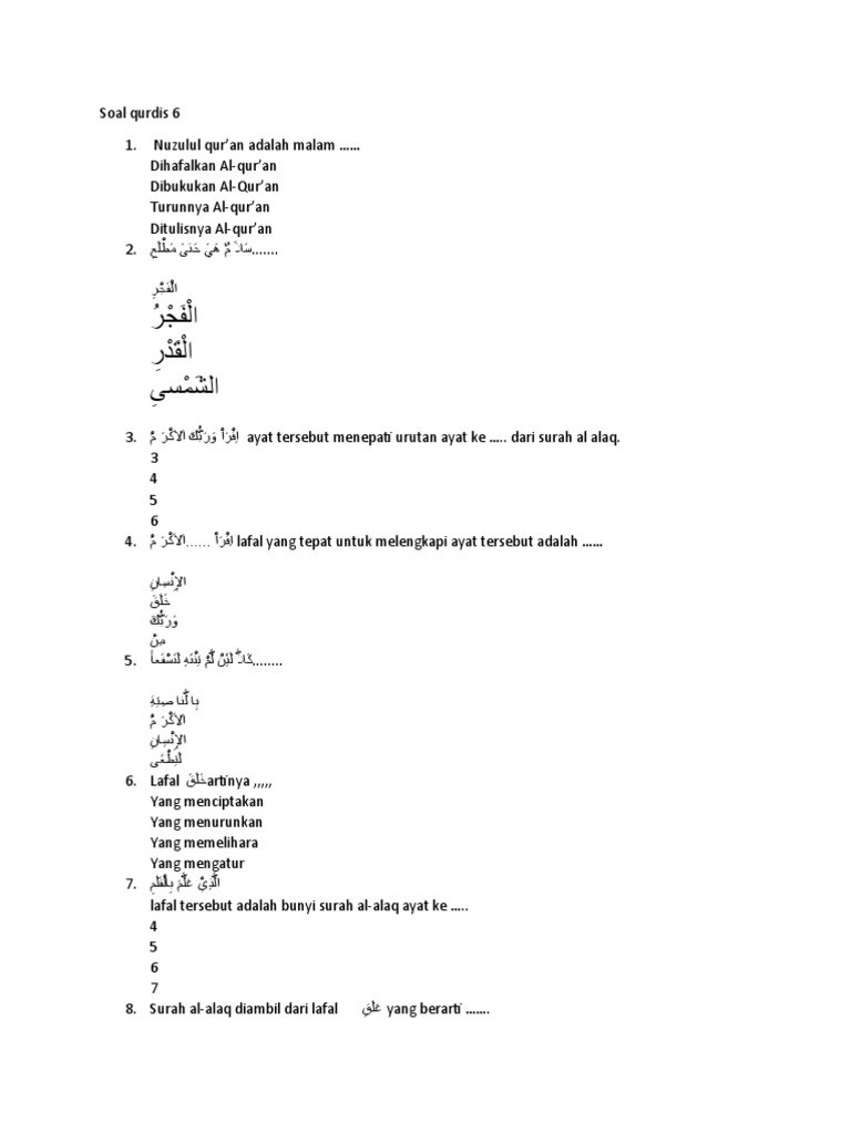 Soal Qurdis 6 | PDF