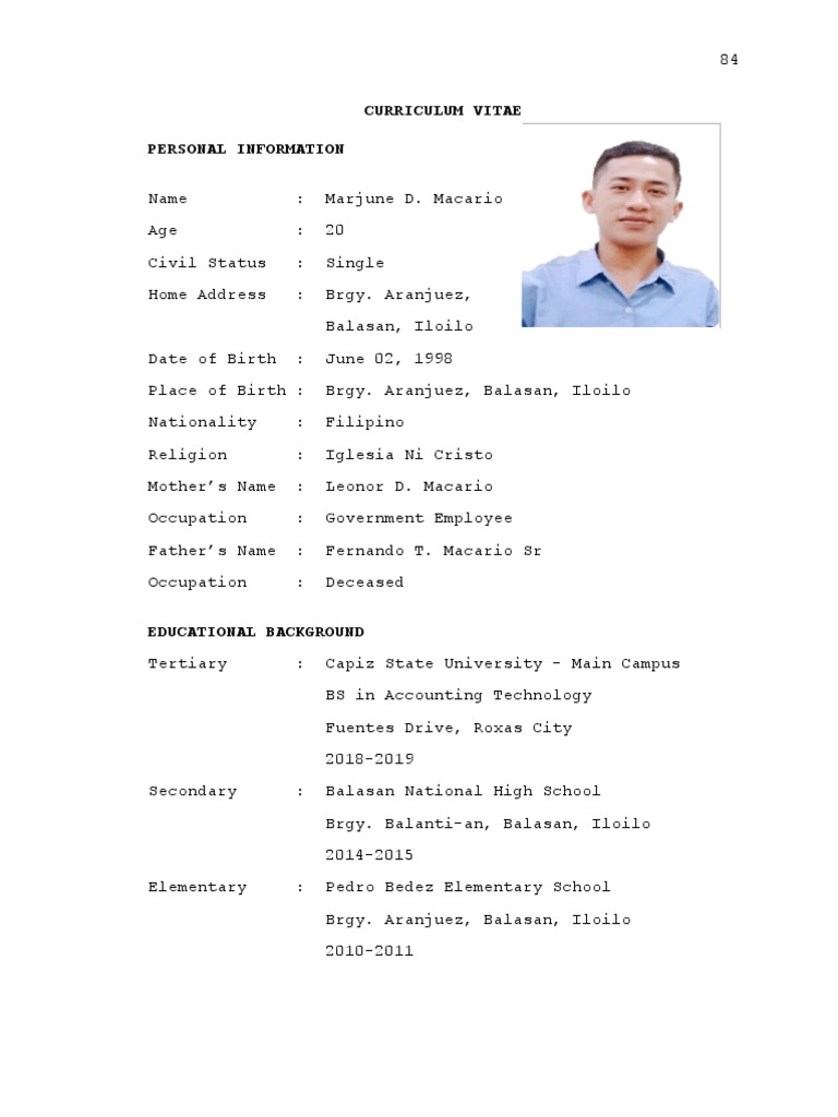 15 Curriculum Vitae | PDF | Philippines