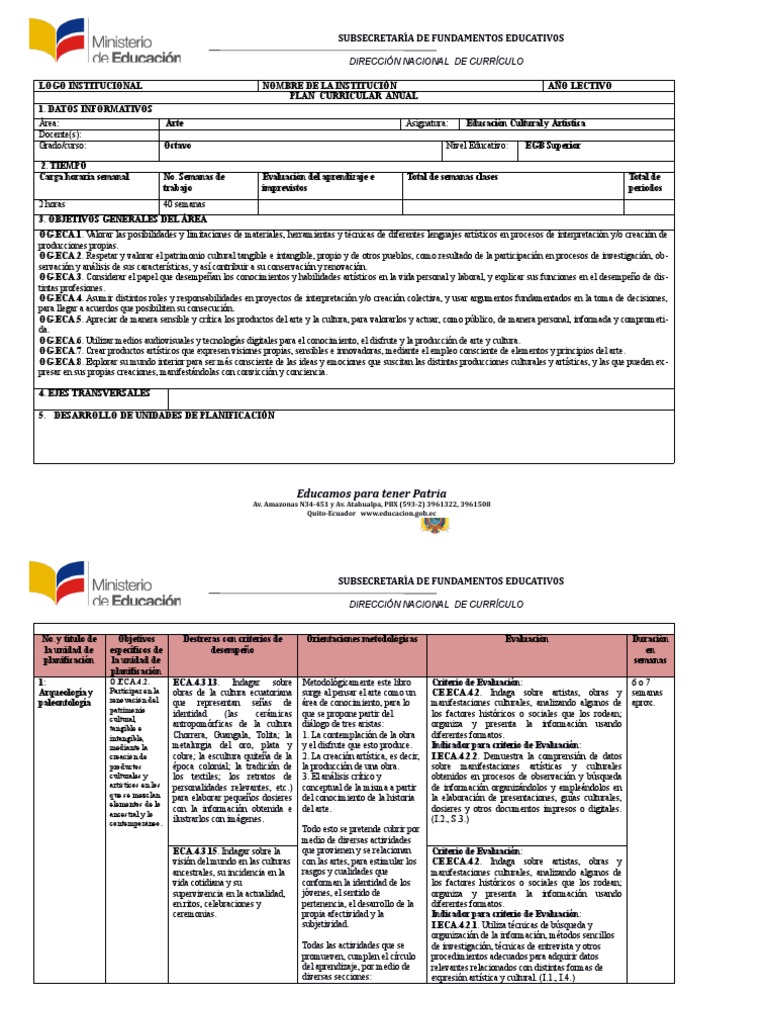 Plan Curricular de Educación Artística EGB | PDF | Plan de estudios ...