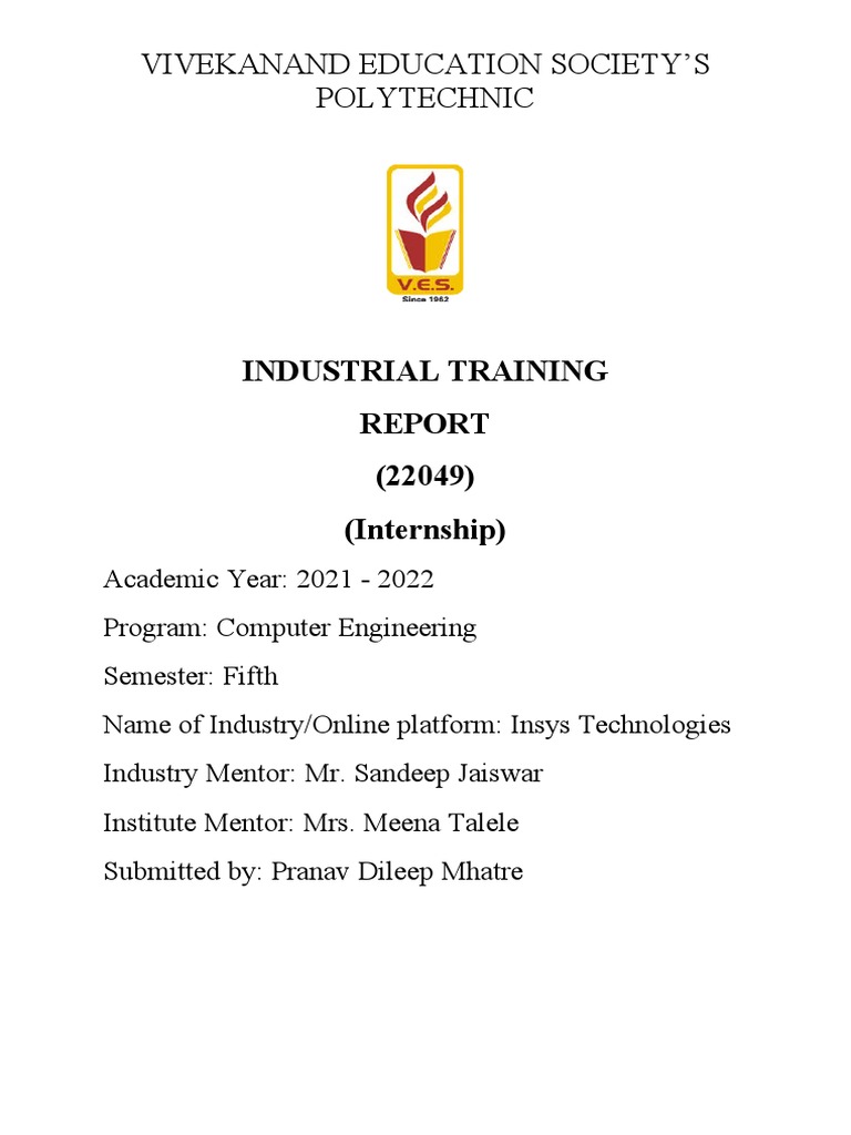Industrial Training Report Format | PDF | Operating System | Laptop