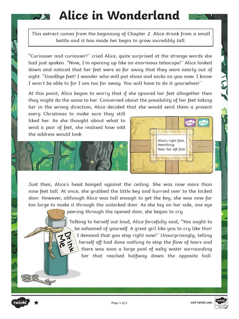 Alice in Wonderland Differentiated Reading Comprehension Year 5 | PDF ...