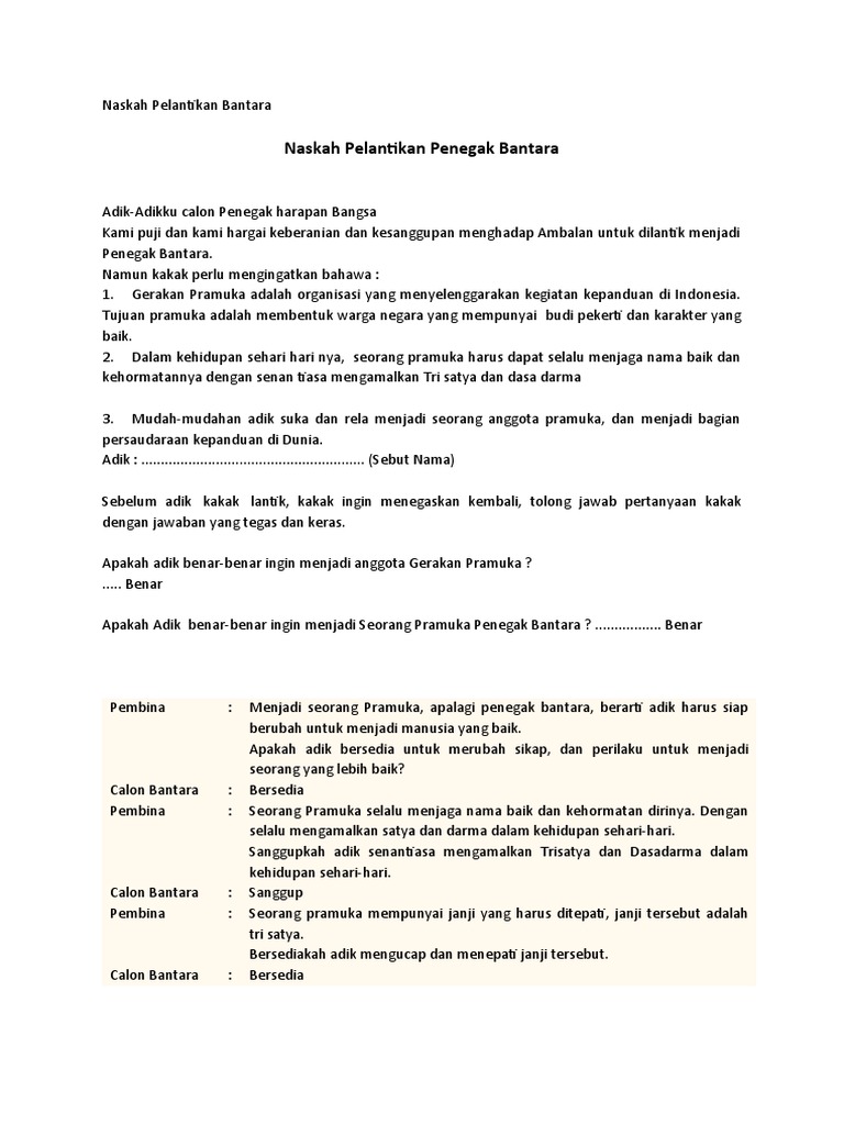 Naskah Pelantikan Bantara | PDF