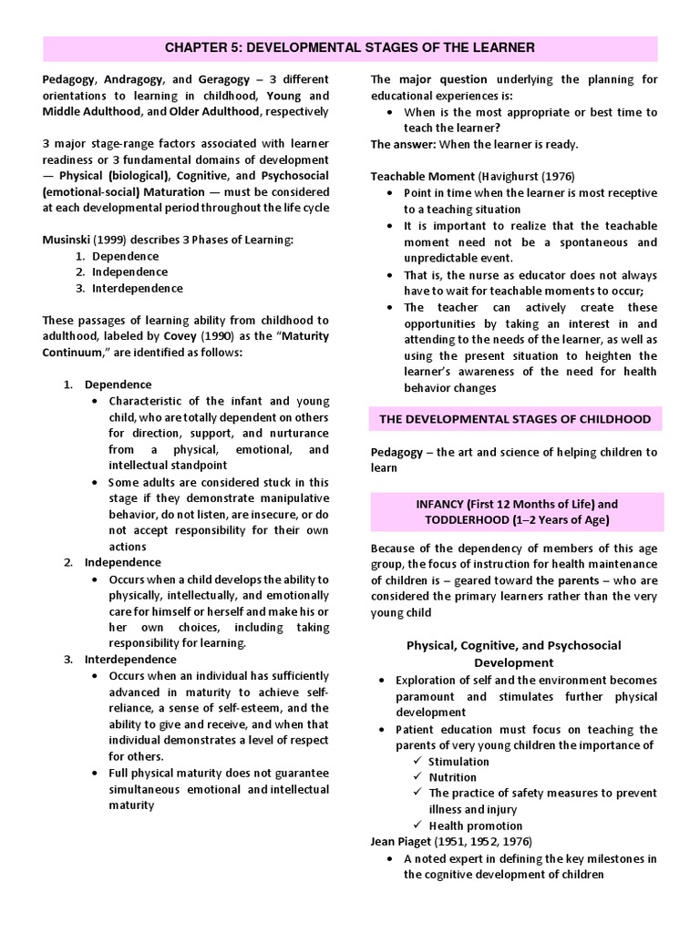 Chapter 5 Developmental Stages of Learners | PDF | Adolescence | Thought