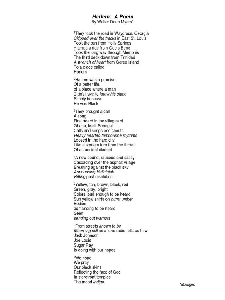 Harlem: A Poem: Skipped Over The Tracks in East St. Louis | PDF | Poetry