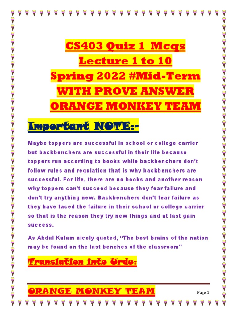 CS403 Quiz 1 Lec 1-10 Mcqs | PDF | Databases | Relational Database