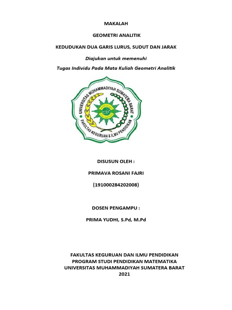 2 Kedudukan Dua Garis Lurus, Sudut, Dan Jarak | PDF