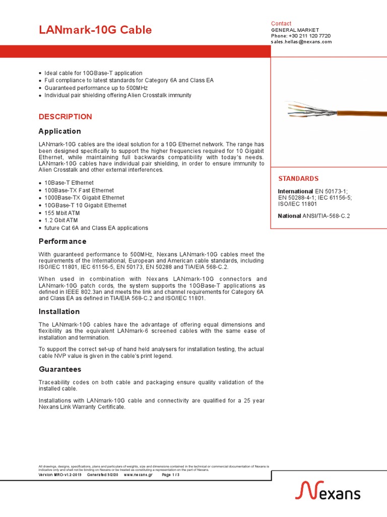 Lanmark-10G Cable: Description | PDF | Computer Science | Computing