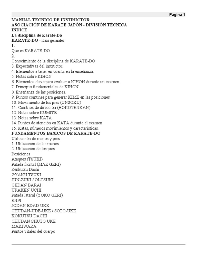 Manual Del Instructor | PDF | Kárate | Kata