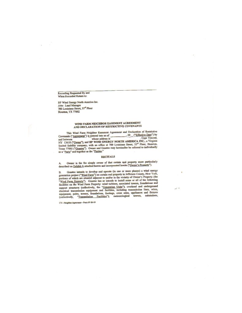 BP Wind Energy Good Neighbor Agreement | PDF