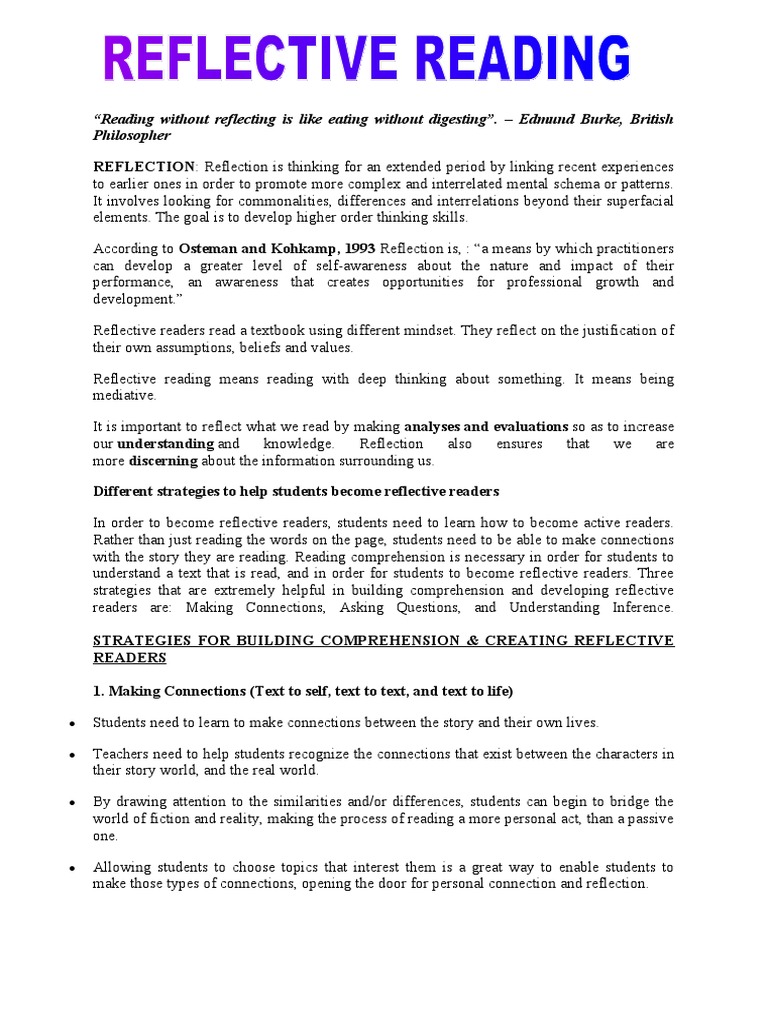 Reflective Reading Concept Components and Factors | PDF | Reading ...