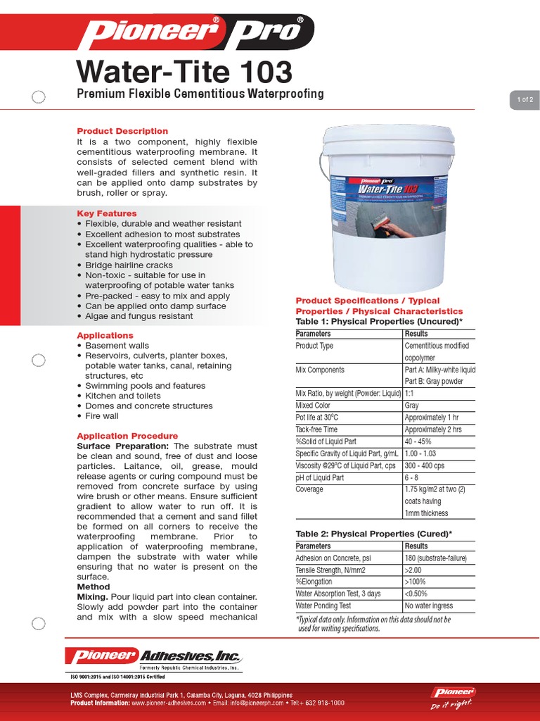 Flexible Cementitious Waterproofing Guide | PDF | Concrete | Liquids
