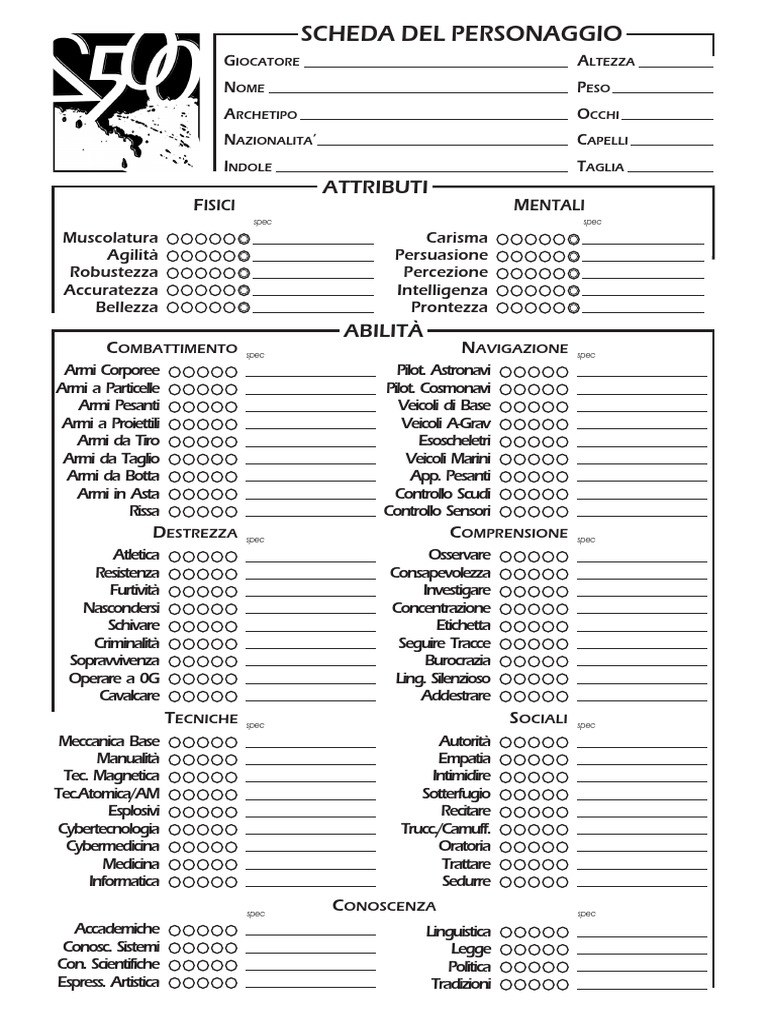 2500 Scheda Personaggio | PDF