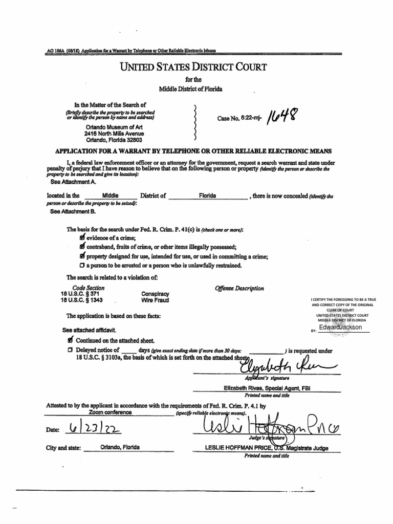 FBI Art Museum Search Warrant | PDF