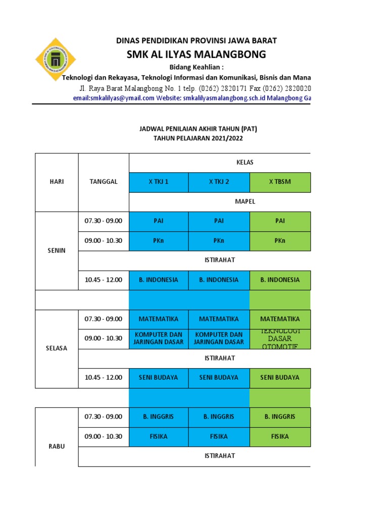 Jadwal Pat Dan Pengawas | PDF